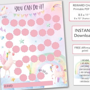 Unicorn Reward Chart for Kids Behavior Chart Printable Chore - Etsy