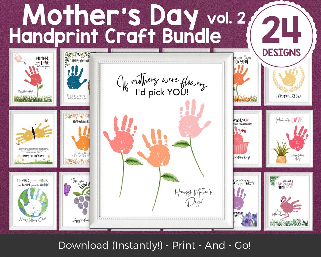 Mothers Day Handprint Art Bundle Mothers Day Handprint - Etsy