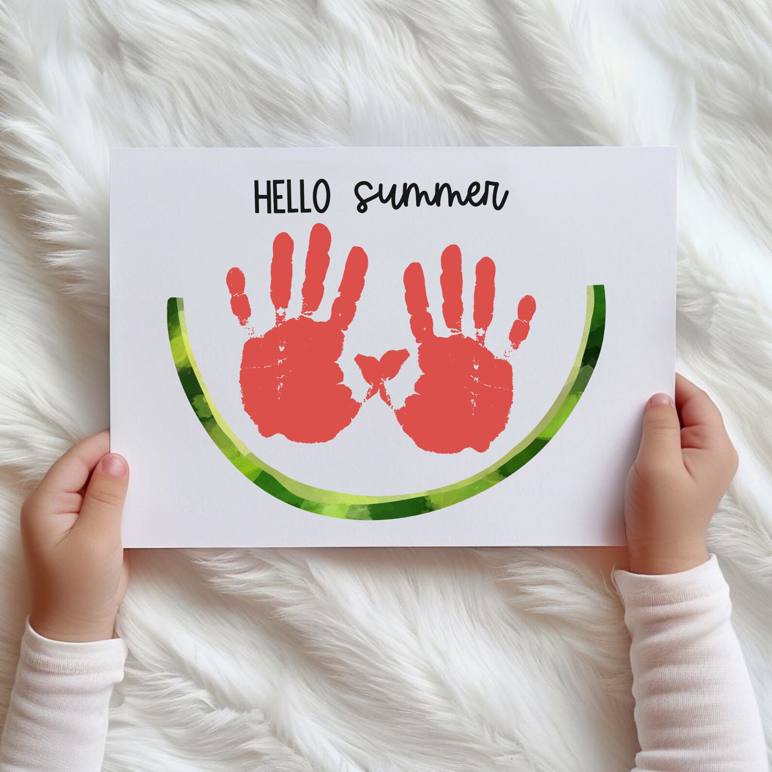Hello Summer Watermelon Handprint Art, Handprint Craft, Printable ...