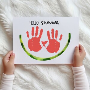 Hello Summer Watermelon Handprint Art, Handprint Craft, Printable ...