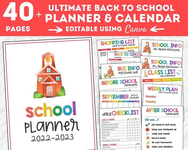2022-2023 Editable Printable Calendar Back to School Planner - Etsy