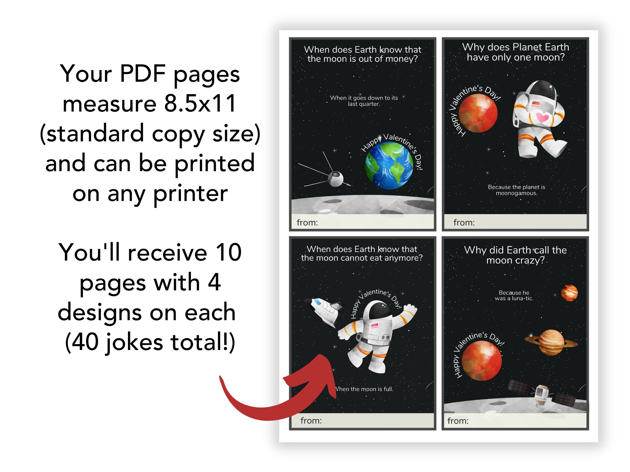 Space Astronaut Printable Valentine Cards for Kids Valentines - Etsy