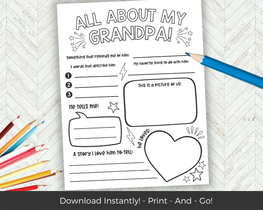 All About My Grandpa Printable Fathers Day Card Sentimental - Etsy