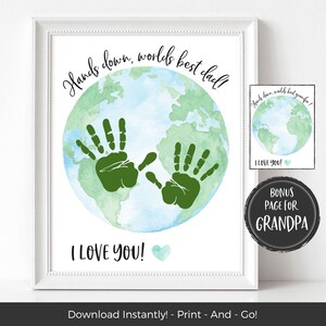 Kids Handprint Art, Printable Fathers Day Card From Baby, Worlds Best ...