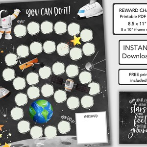 Astronaut Reward Chart for Kids Behavior Chart Printable, Chore Chart ...