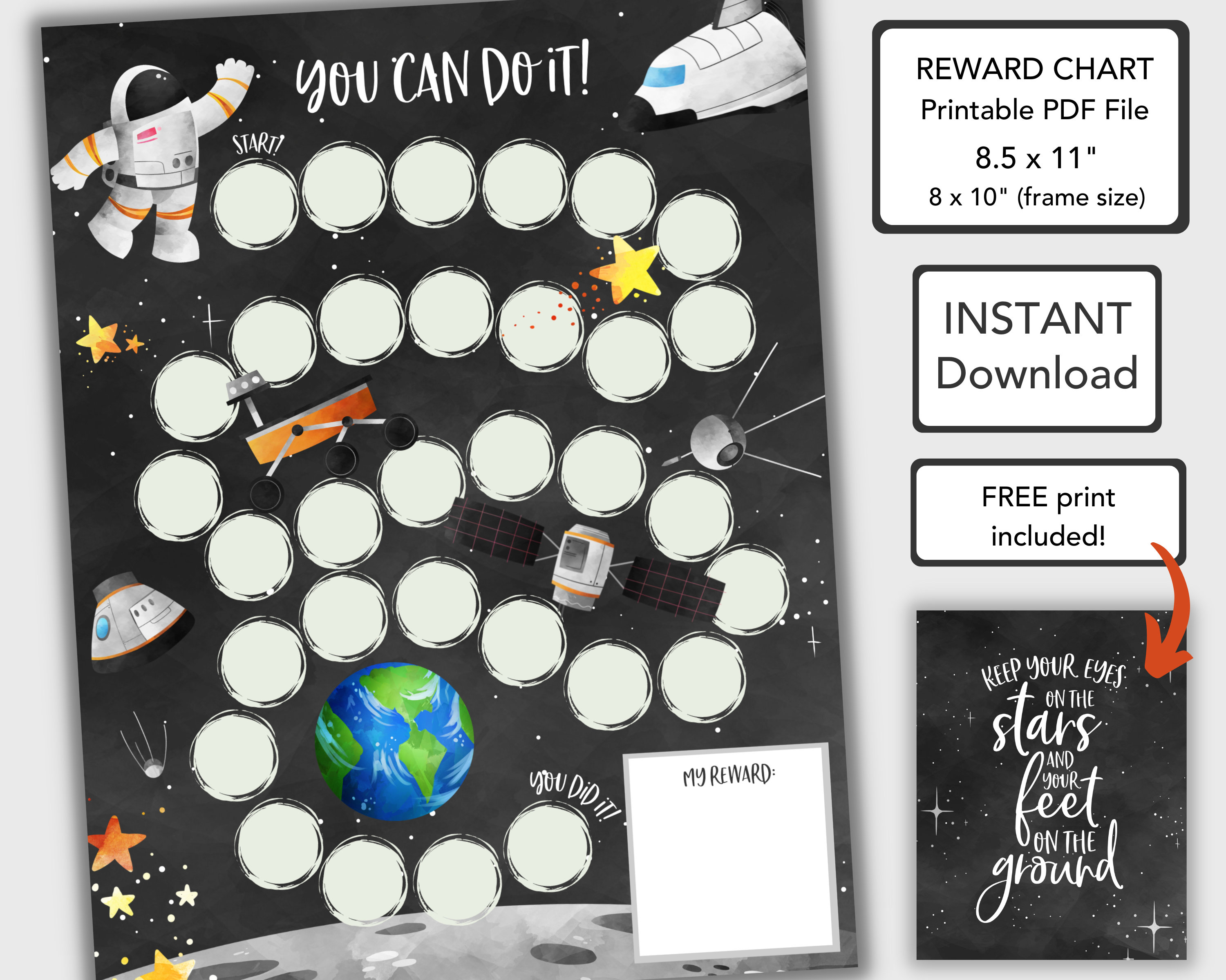 Astronaut Reward Chart for Kids Behavior Chart Printable - Etsy
