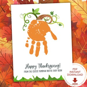 Fall Handprint Art, Thanksgiving Printable Handprint Art Pumpkin Craft ...