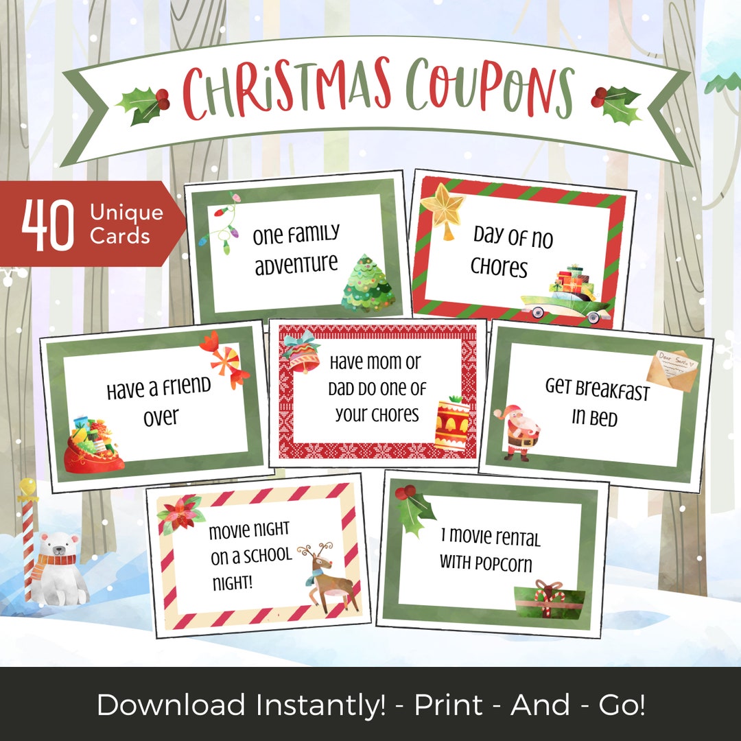 Gift Coupons Christmas Stocking Stuffers for Kids, Printable Stocking ...