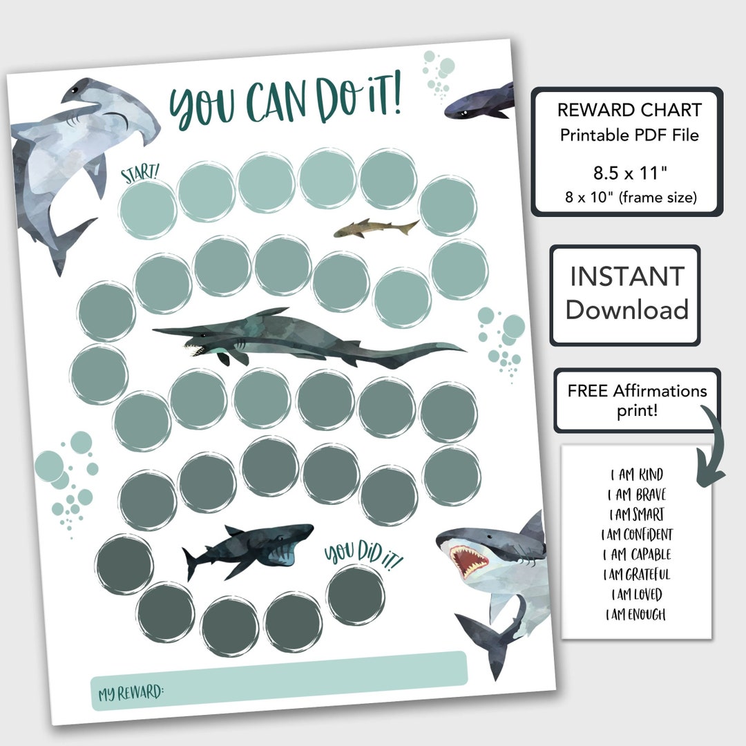 Shark Reward Chart for Kids Behavior Chart Printable, Chore Chart ...