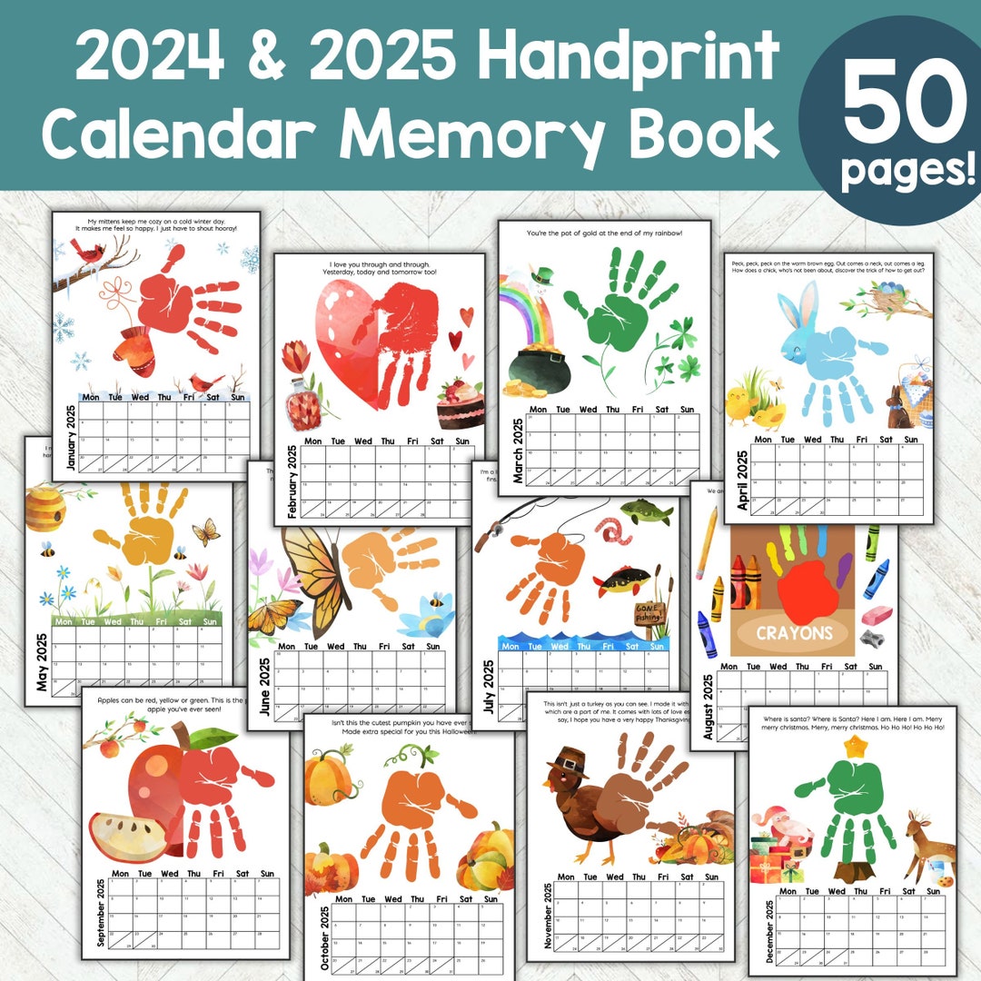 Handprint Calendar 2025 2026, Preschool Handprint Art Printable, 1st ...