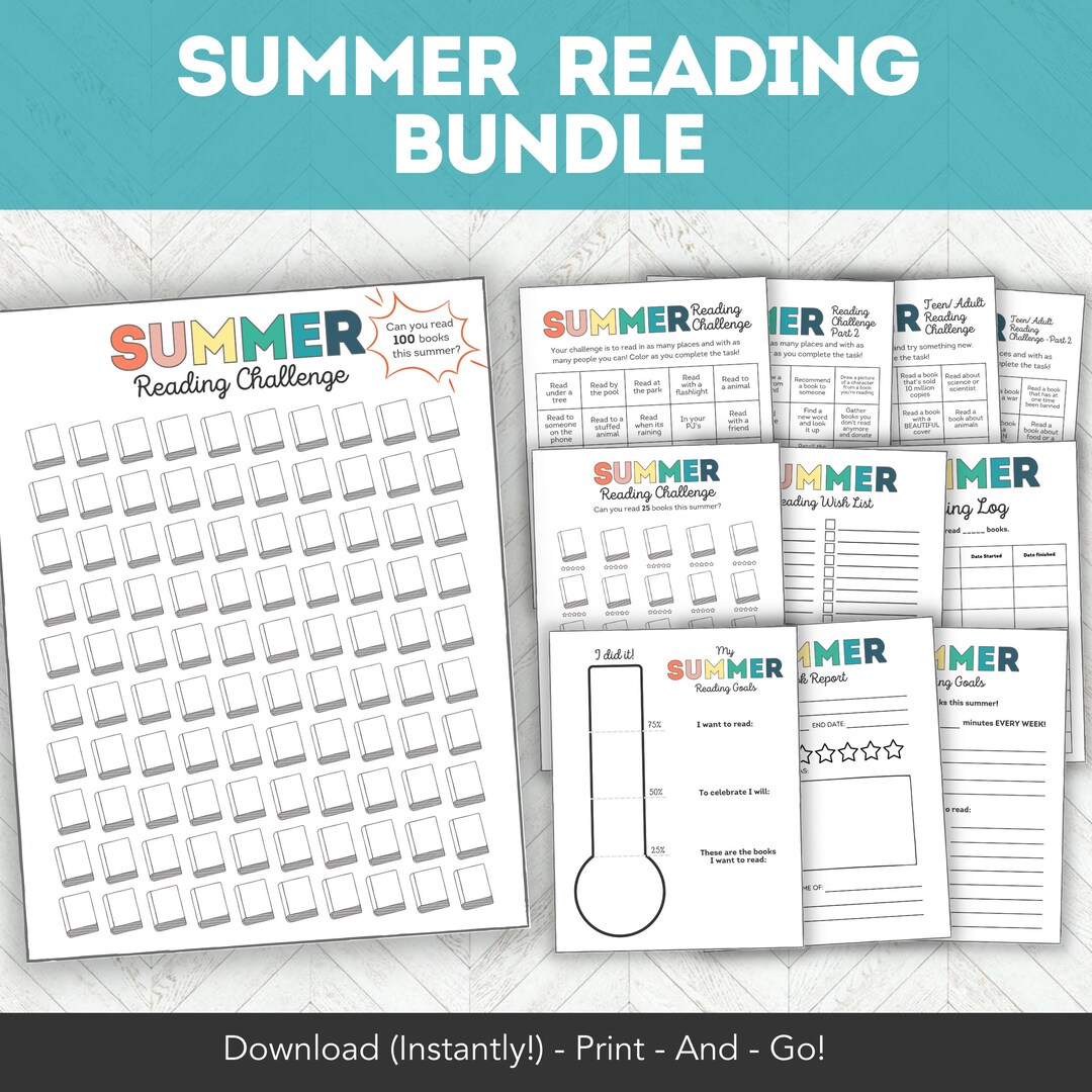 Summer Reading Challenge Printable, Teen, Adult or Kids Reading Journal ...