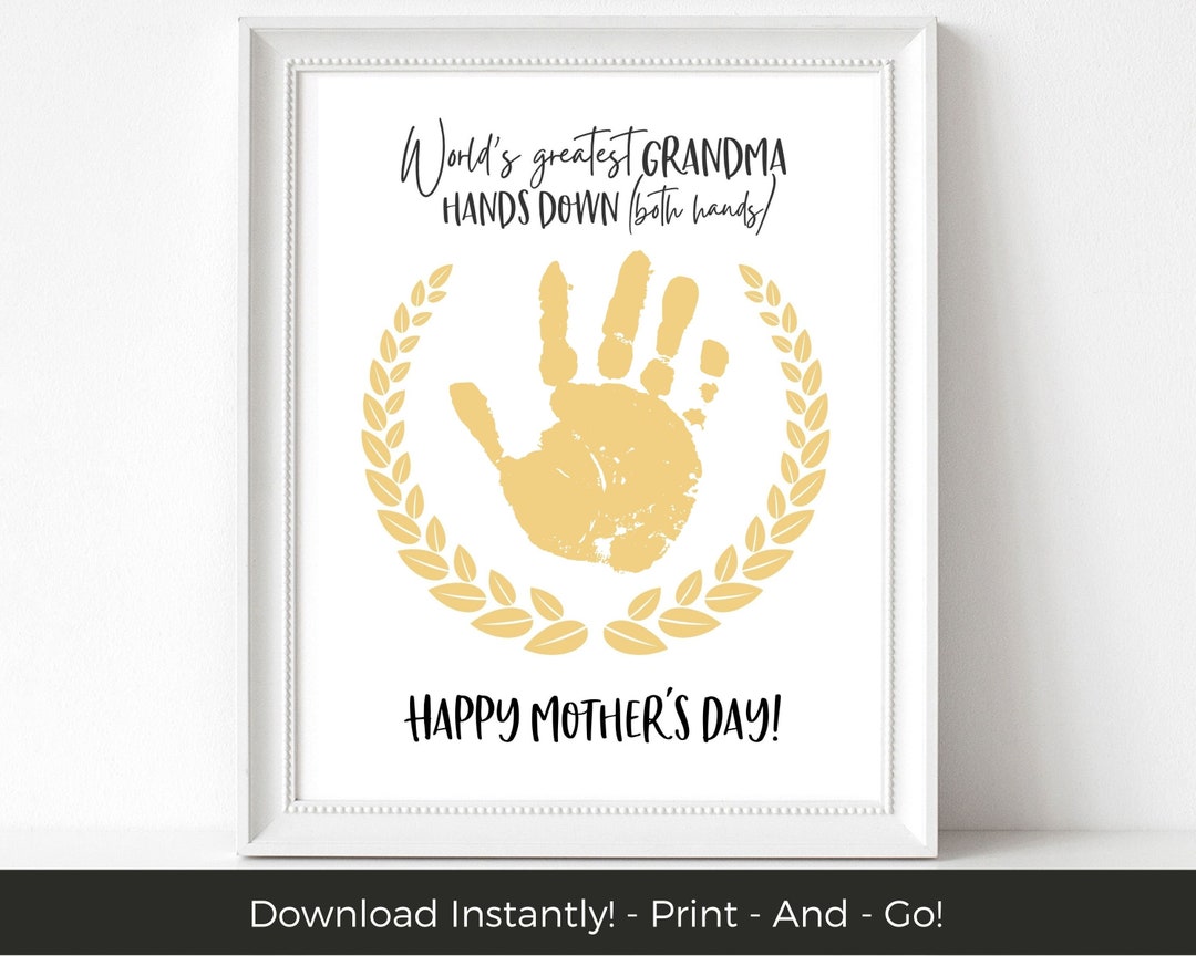 Mothers Day Handprint Art, DIY Mothers Day Gift for Grandma, Gift From ...