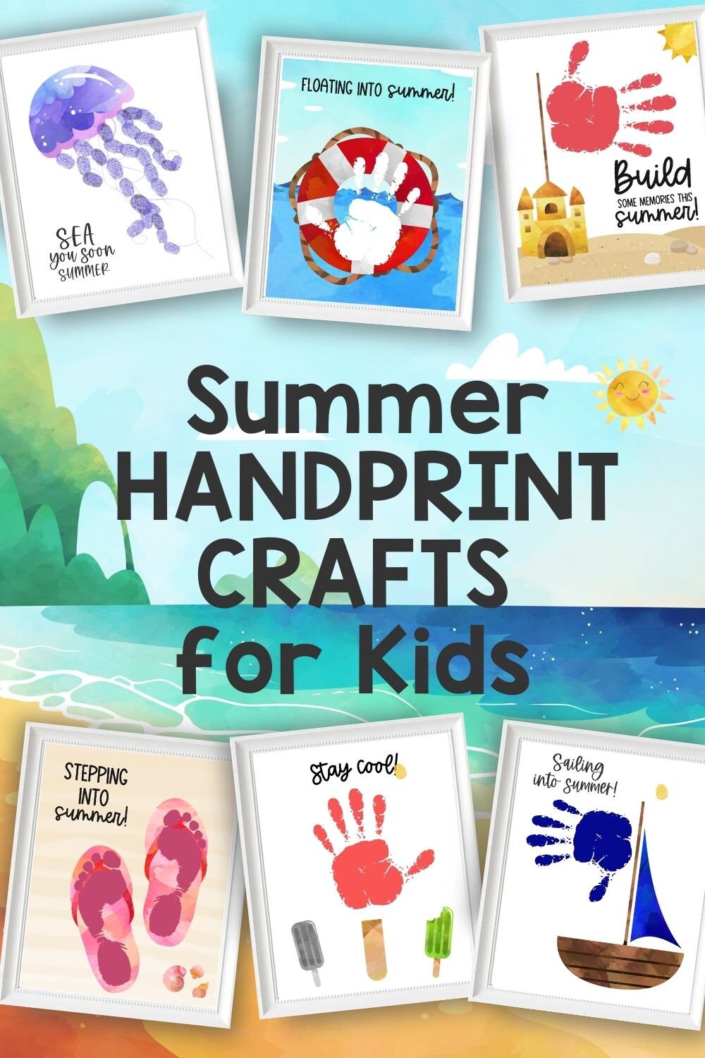 Handprint Sail Boat Craft, Printable Summer Handprint Art, End of ...