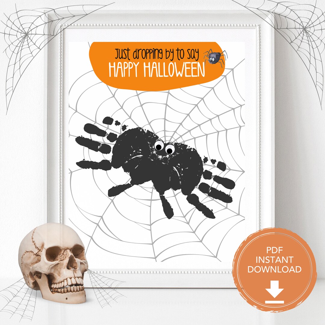 Spider Halloween Handprint Craft, DIY Craft for Kids Art, Halloween ...