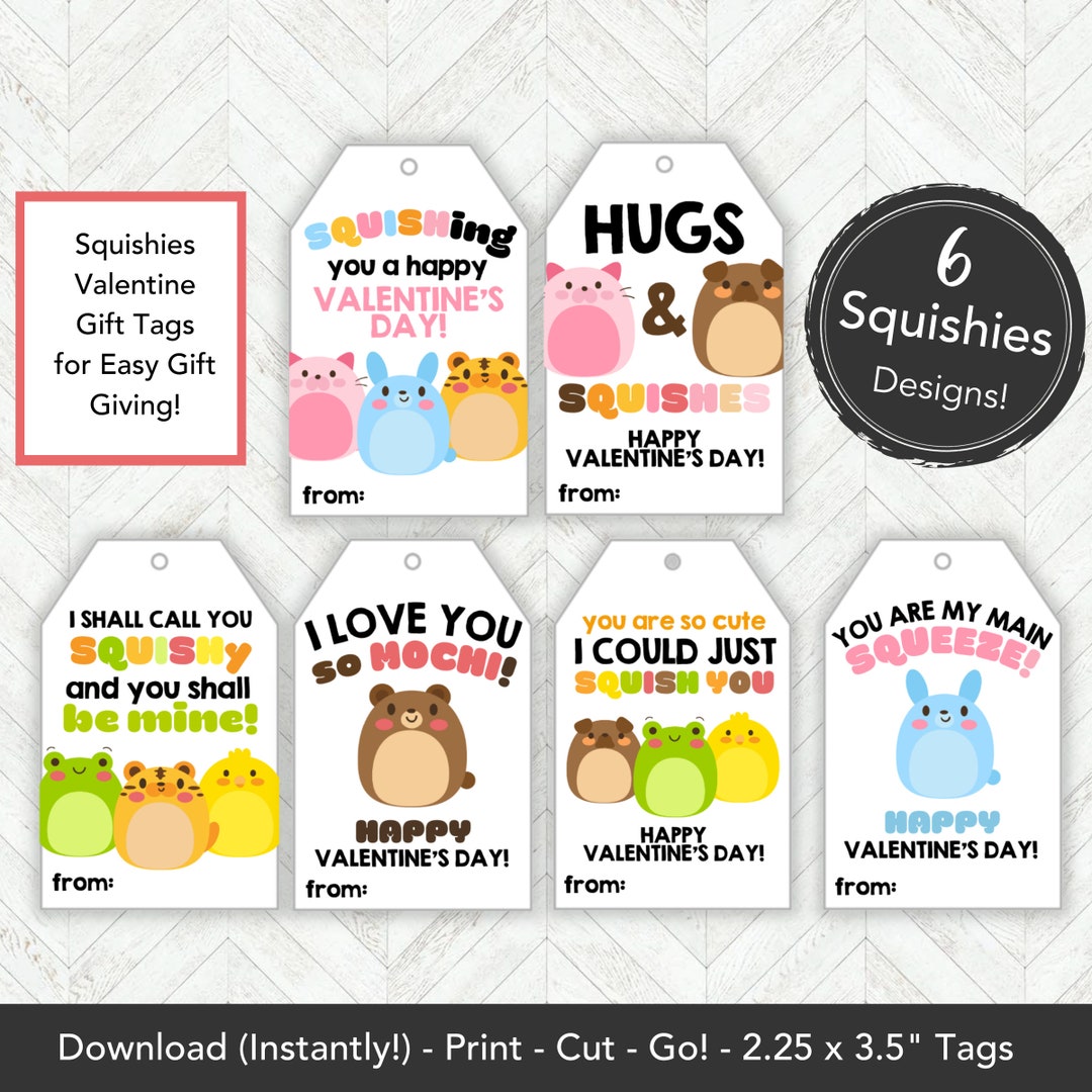 Printable Mochi Squishy Valentines Card, Squishies Valentine Gift Tag ...