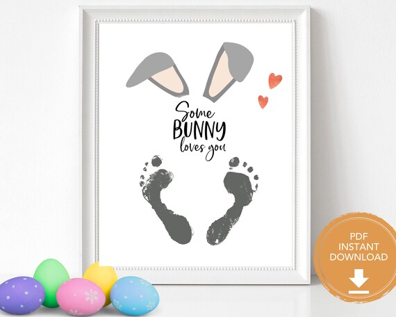Bunny Feet Easter Craft Easter Footprint Kids Craft - Etsy