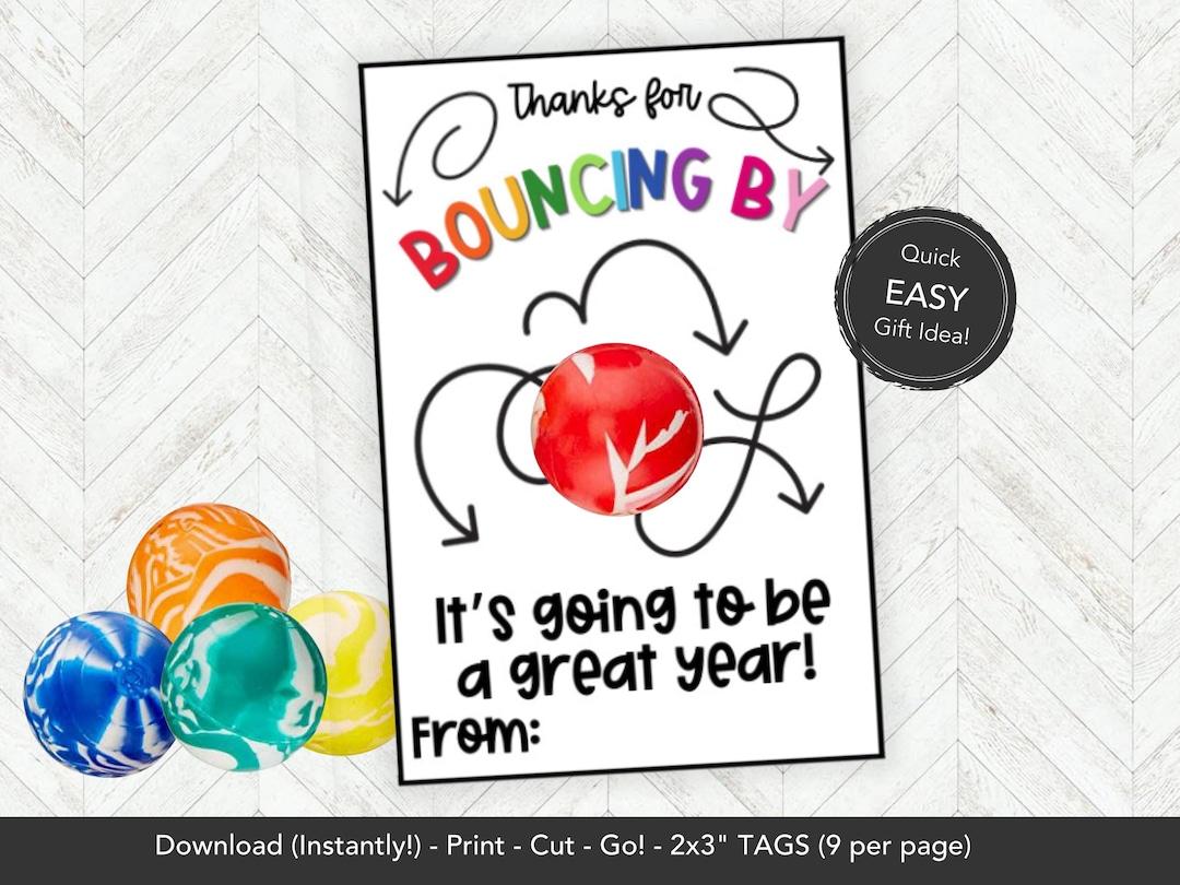 Bounce Ball Gift Tag Printable, Meet the Teacher Gift Tag, Welcome Back ...