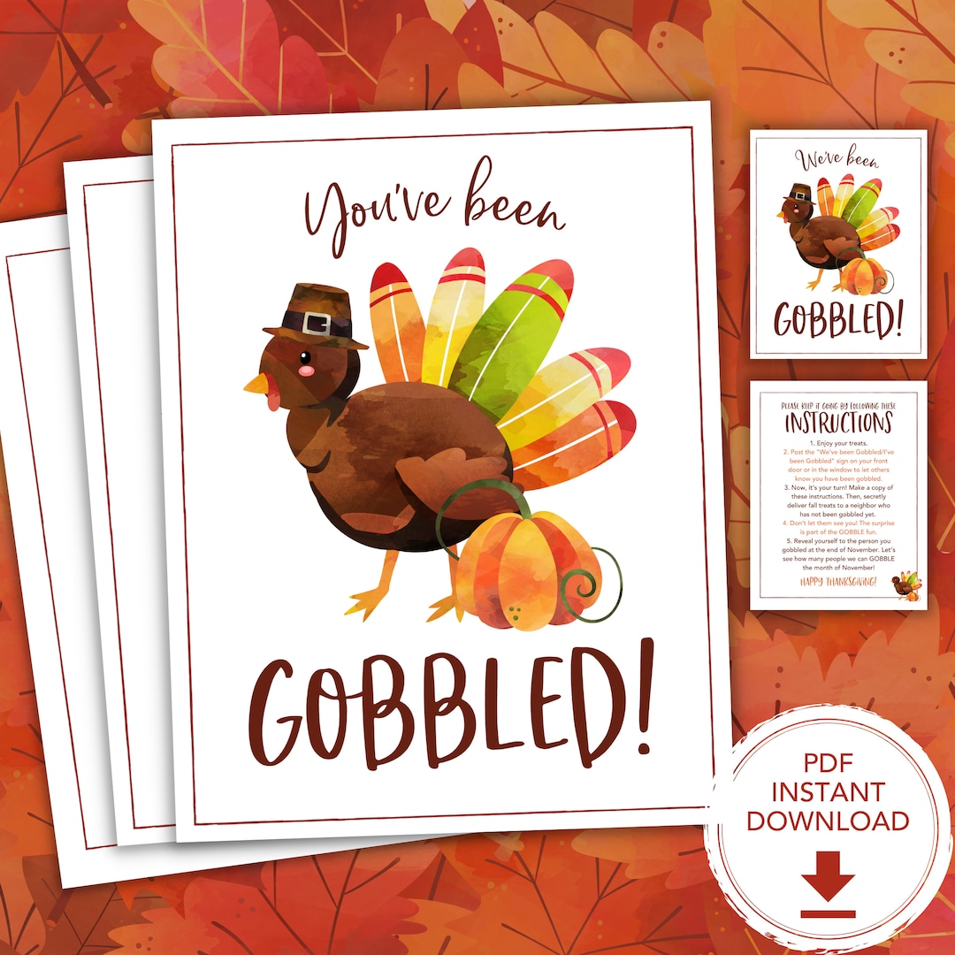 You've Been Gobbled Sign Printable, Instant Download Game, Thanksgiving ...