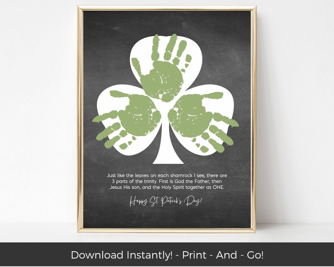 Printable St Patricks Day Craft, Shamrock Handprint Crafts, Holiday ...