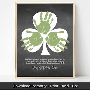 Printable St Patricks Day Craft, Shamrock Handprint Crafts, Holiday ...