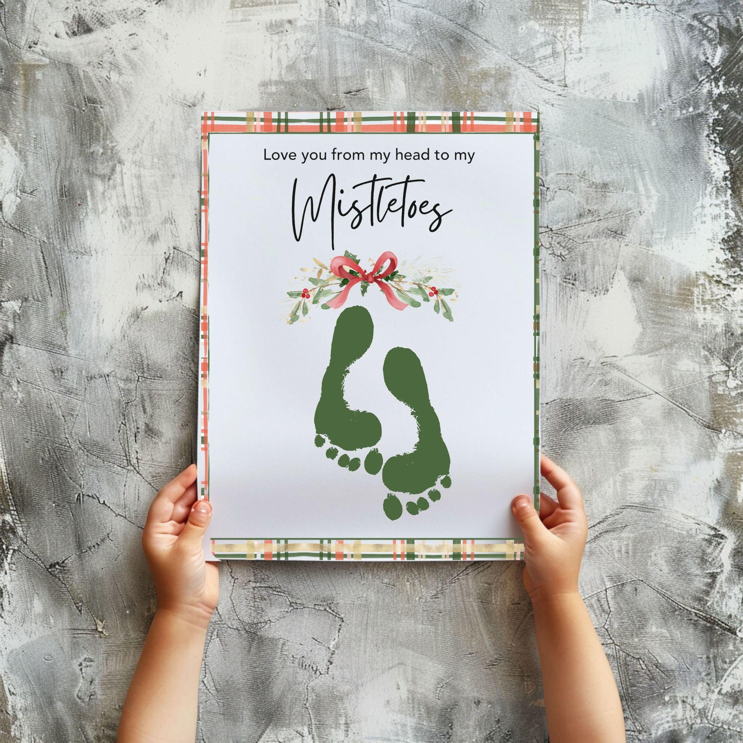 Mistletoe Footprint Kids Christmas Craft, Baby's First Christmas ...