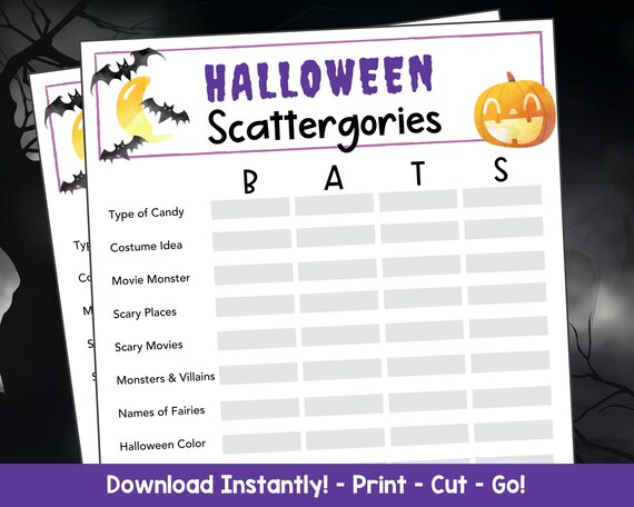 Halloween Scattergories for Kids Halloween Printables Word - Etsy