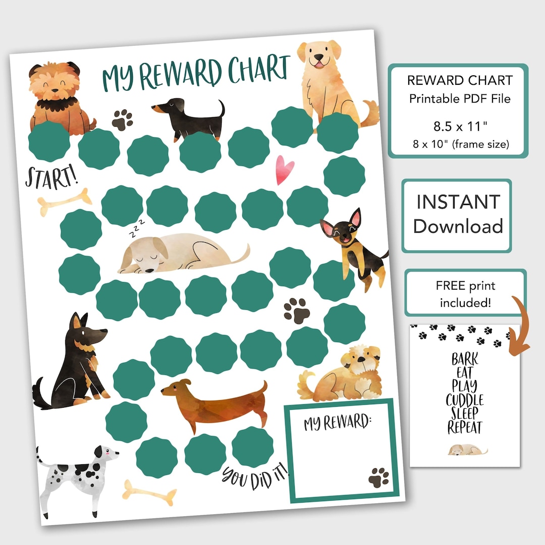 Puppy Dog Reward Chart for Kids Behavior Chart Printable, Chore Chart ...