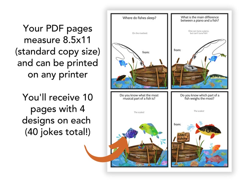 Fishing Printable Valentine Cards for Kids Kids Valentines - Etsy