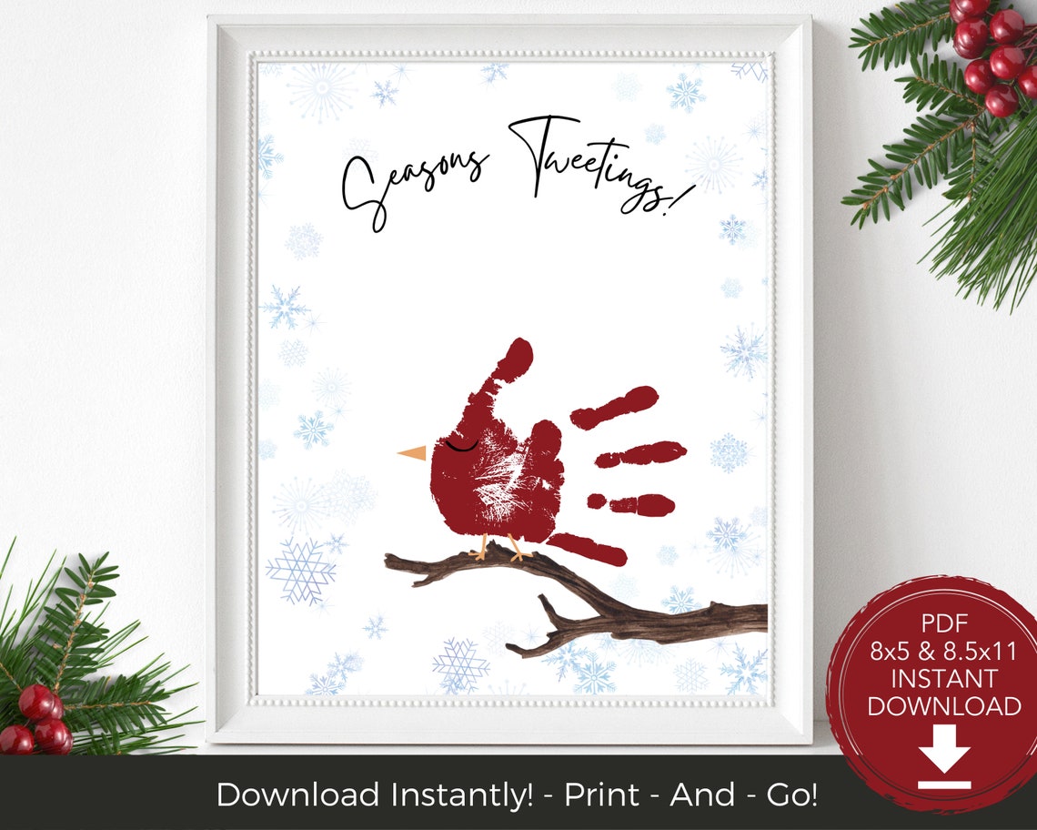 Red Robin Bird Handprint Christmas Craft DIY Baby's - Etsy