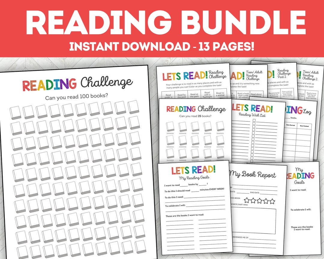 Reading Planner Bundle, Reading Journal Printable, Reading Log for Kids ...