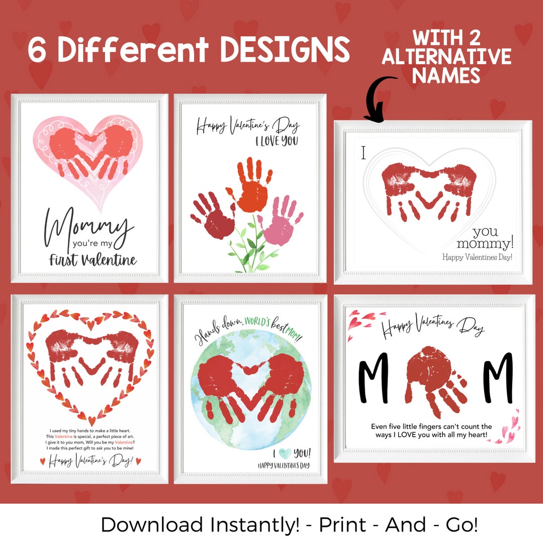 Valentine Handprint Craft, DIY Gift for Mom From Kids, Valentine Craft ...