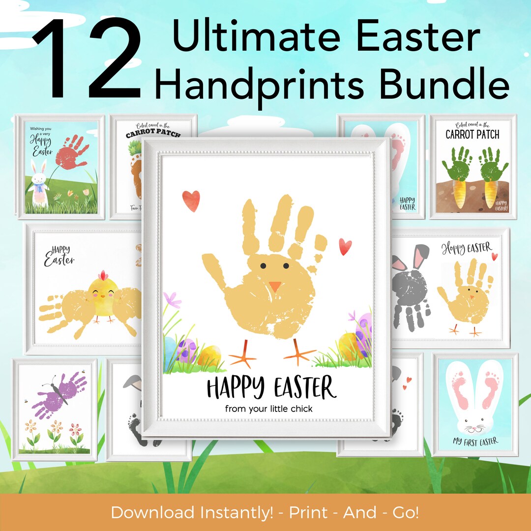 Easter Handprint Craft Bundle, Toddler Activities, Baby Handprint Art ...