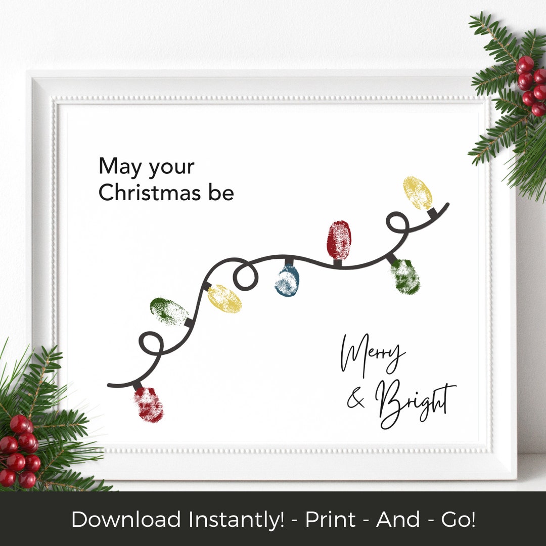 Lights Fingerprint Christmas Craft DIY, Baby's First Christmas Toddler ...