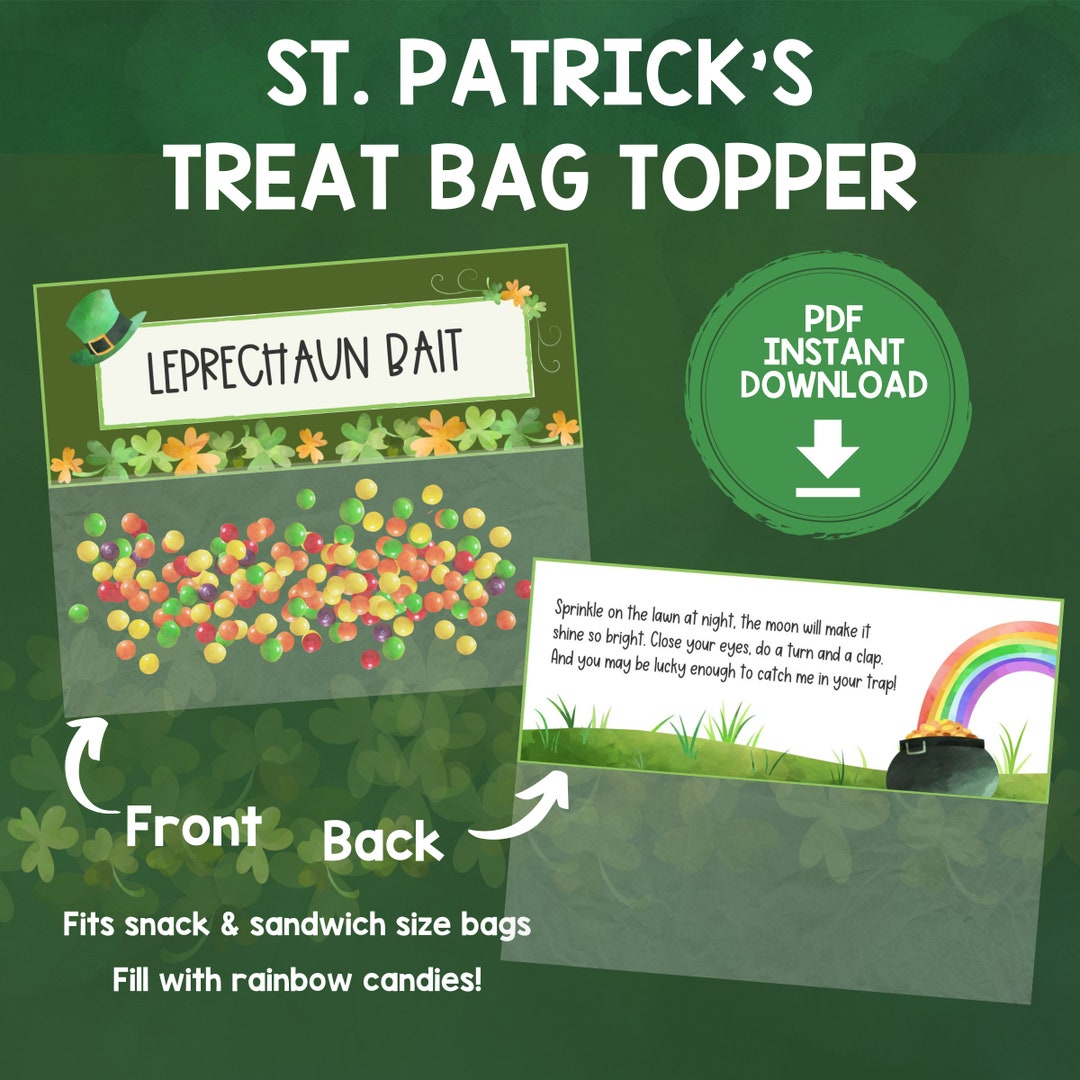Leprechaun Bait St. Patrick's Treat Bag Topper, Gift for Kids Teacher ...
