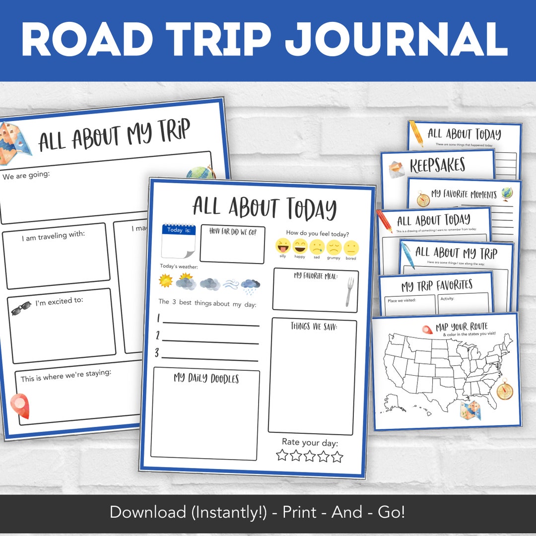 Road Trip Journal, Kids Travel Journal, Summer Road Trip Printable ...