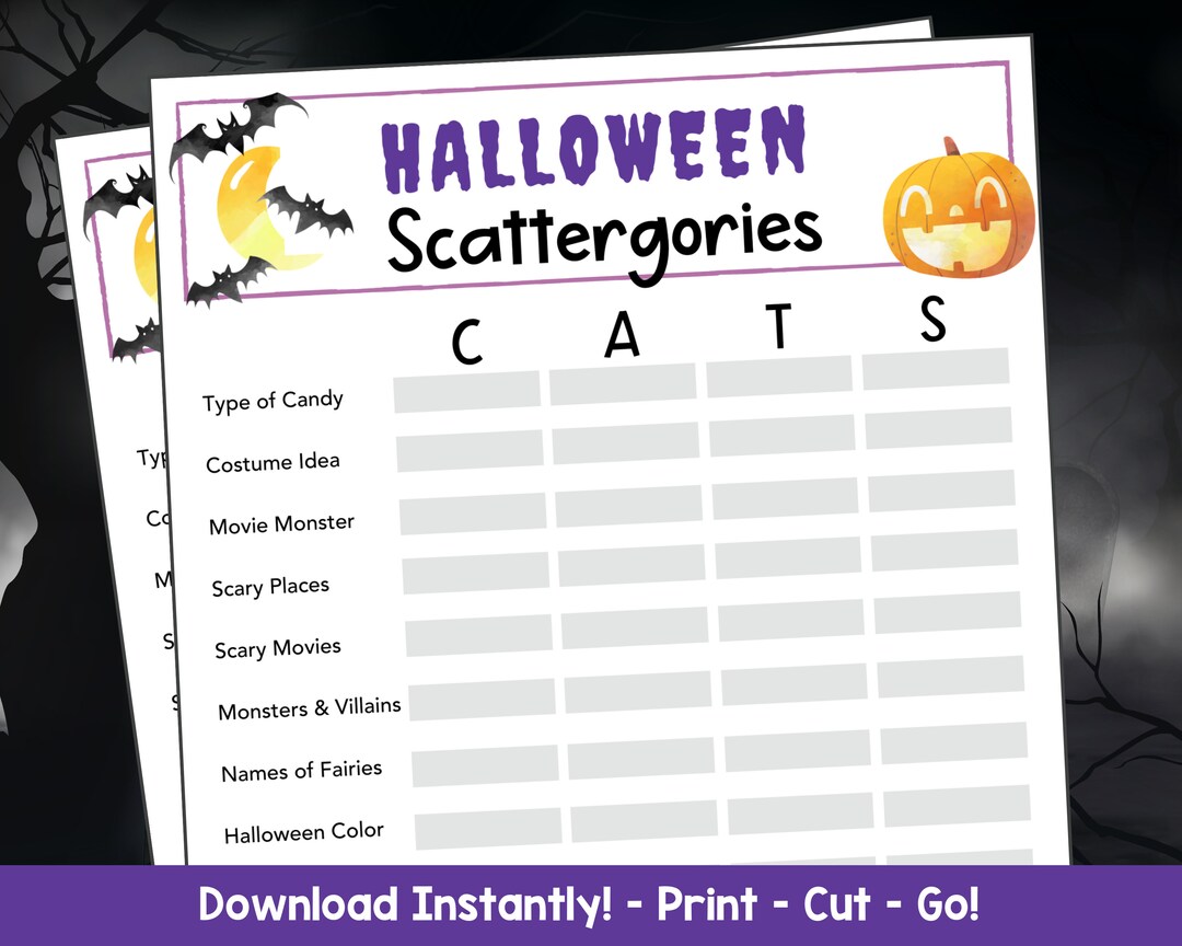 Halloween Scattergories for Kids Halloween Printables Word - Etsy