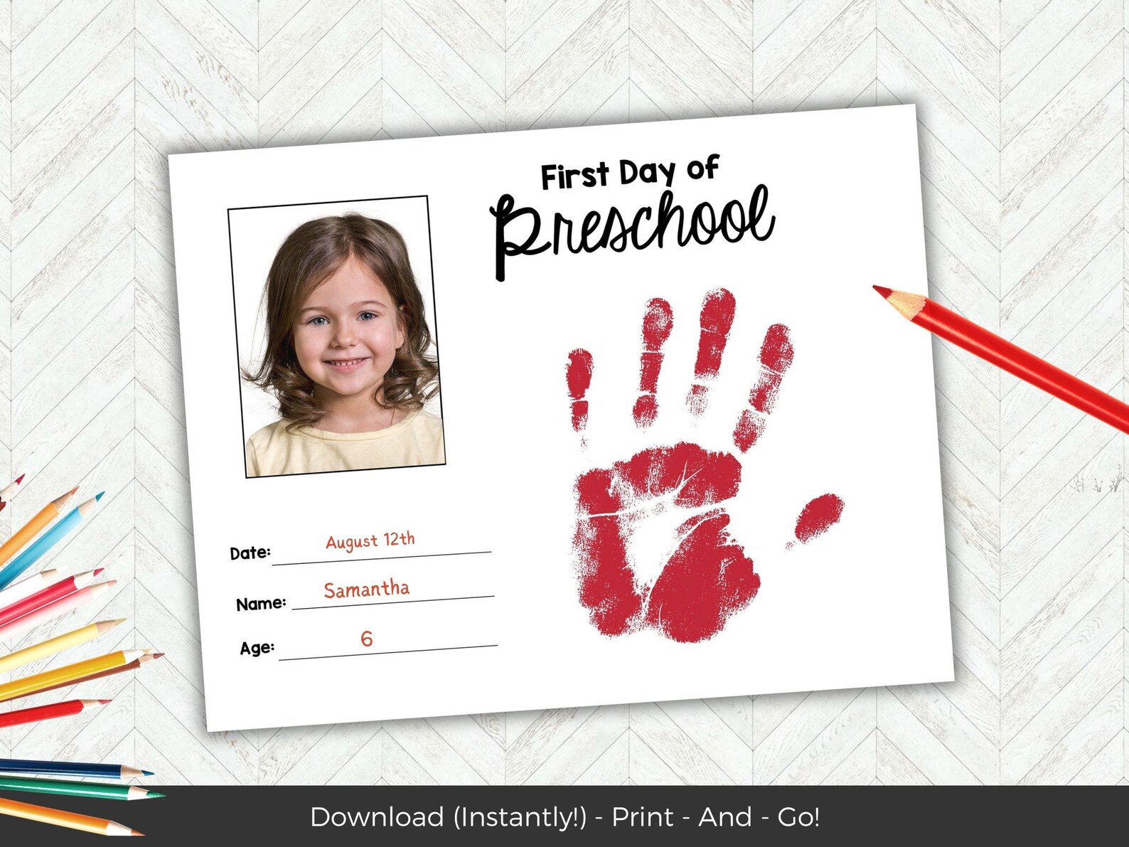 First Day of Preschool Handprint Craft Back to School Activity ...