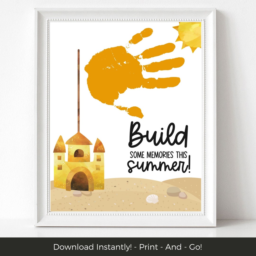 Handprint Sand Castle Craft, Printable Summer Handprint Art, End of ...