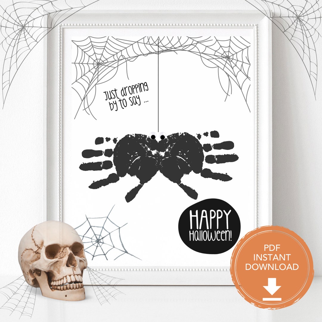 Spider Halloween Handprint Craft, DIY Craft for Kids Art, Halloween ...