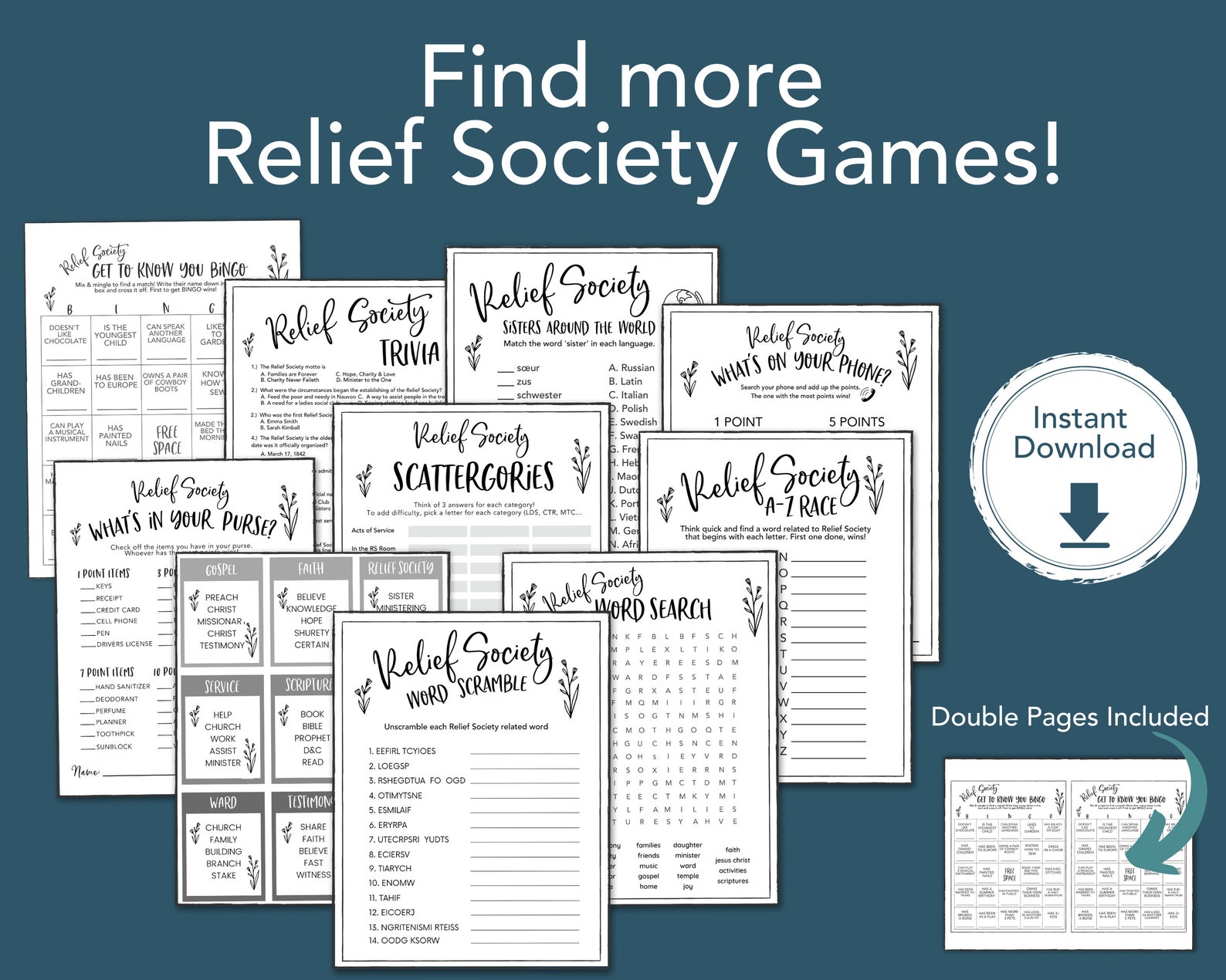 RELIEF SOCIETY Activity Game Activity Printable Game Get to - Etsy