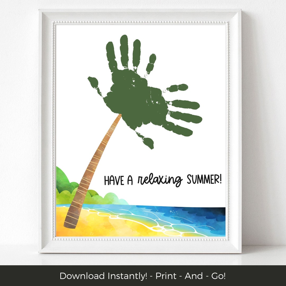 Handprint Beach Craft, Printable Summer Handprint Art, End of School ...