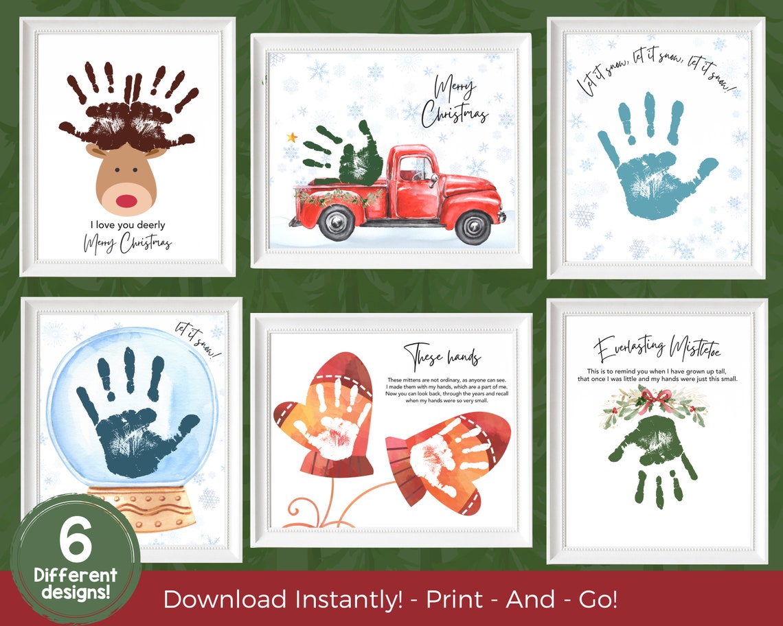 Christmas Handprint Craft Bundle Handprint Art Christmas - Etsy