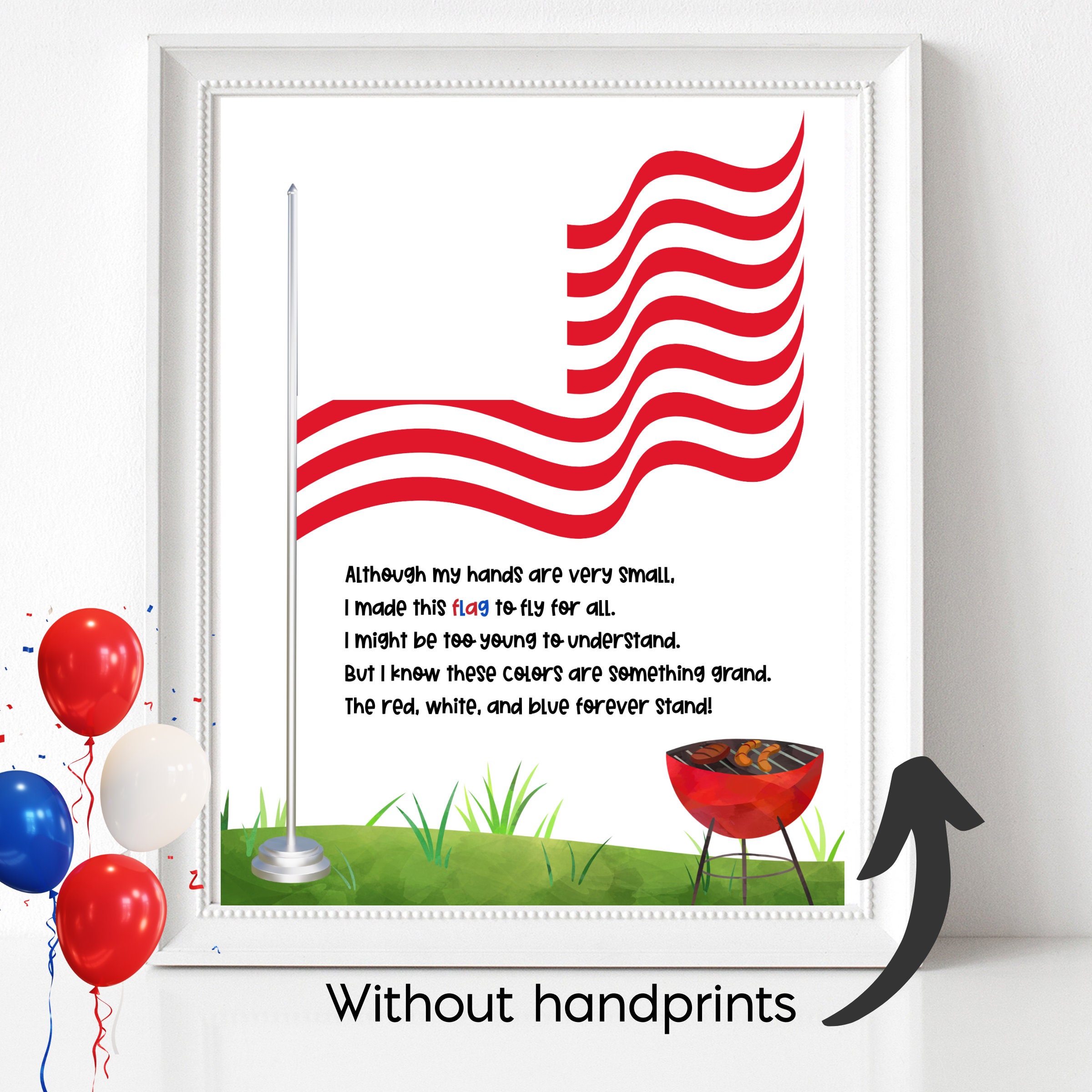 American Flag 4th of July Handprint Art, Fourth of July Poem Handprint ...