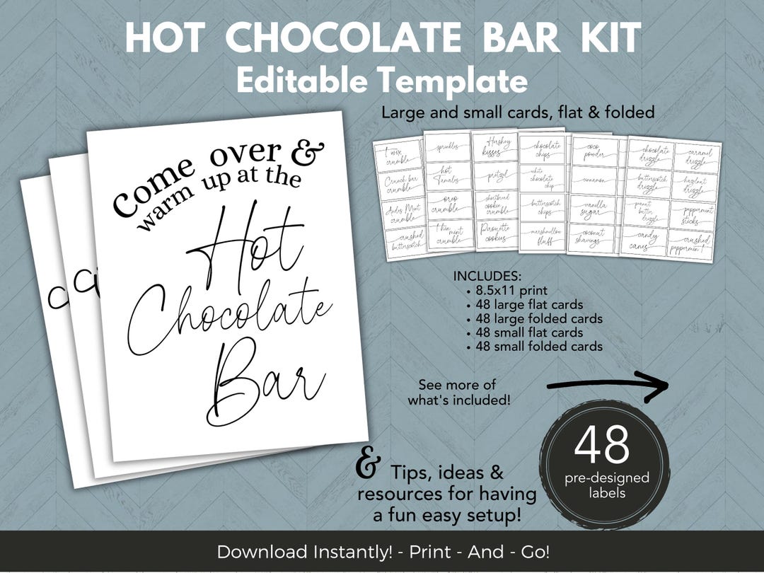 Instant Download Hot Chocolate Bar Kit, Hot Cocoa Bar Sign for ...