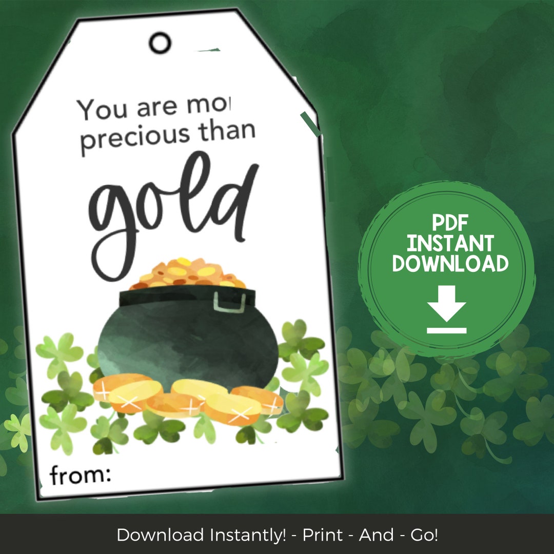 More Precious Than Gold St Patricks Day Printable Gift Tag, St Patricks ...
