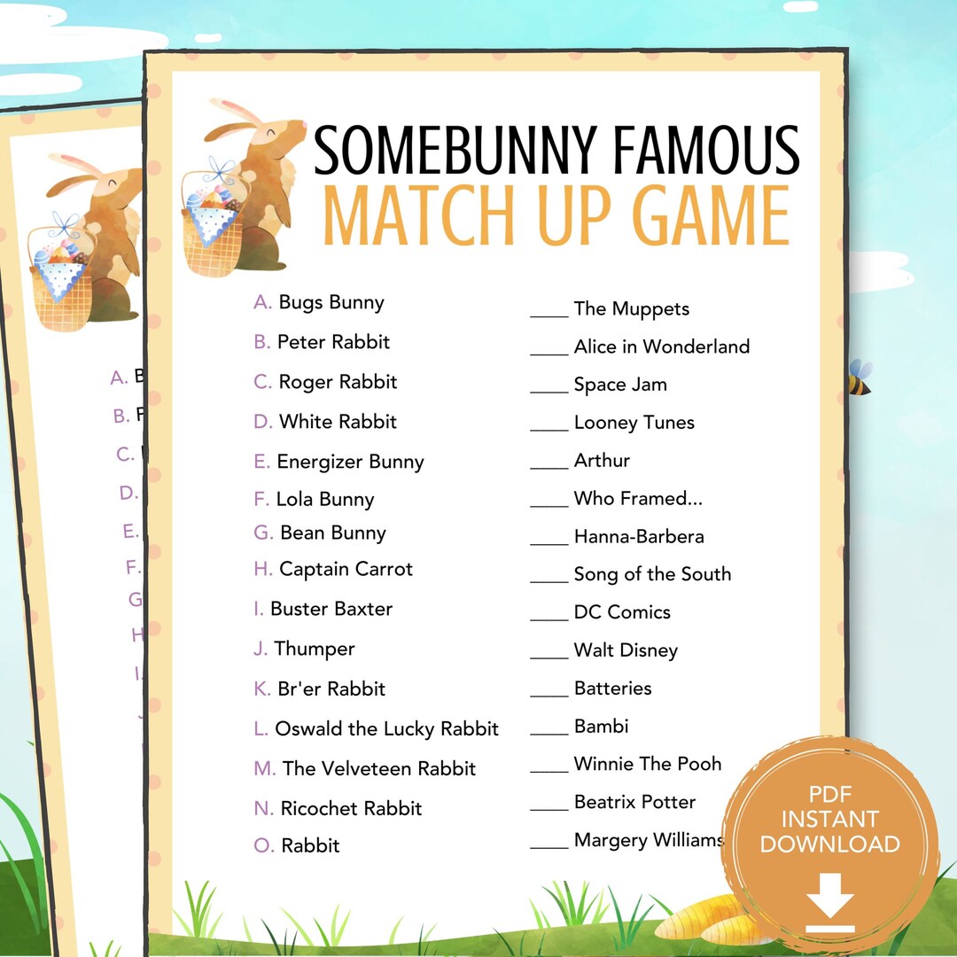 Some Bunny Famous Easter Game, Printable Easter Games for Families or ...