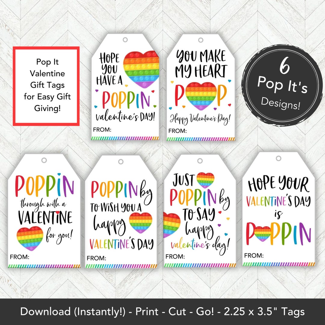 Pop It Valentine Cards, Poppin Valentine Tag, Classroom Valentines ...