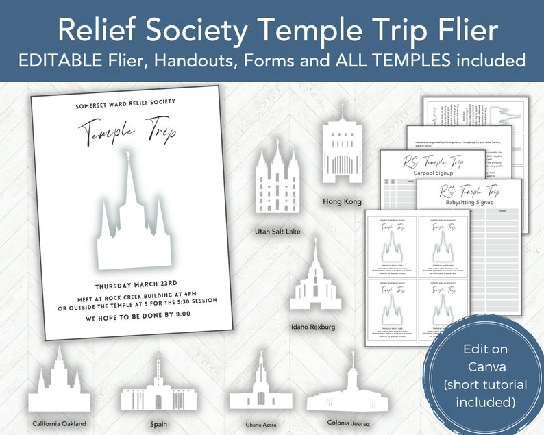 Relief Society Temple Night Activity, RS Activity Invitation Printable ...