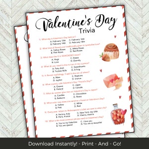 Trivia Printable Valentines Game for Kids Adults, Valentines Printable ...
