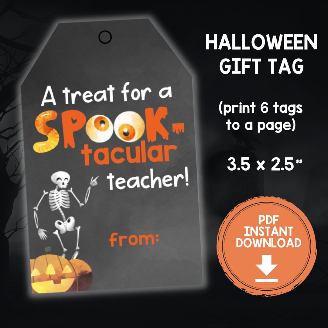 Halloween Teacher Appreciation Printable, Halloween Teacher Gift Tag ...